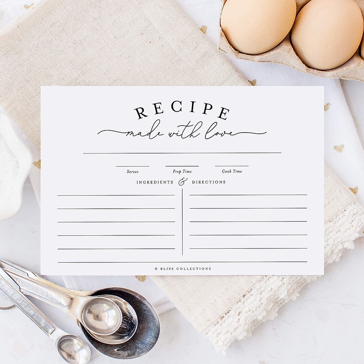 Bliss Collections Recipe Cards, Classic, Double-Sided Cards for Family Recipes, Wedding Showers, Bridal Showers, Baby Showers and Housewarming Gifts, 4"x6" (50 Cards)