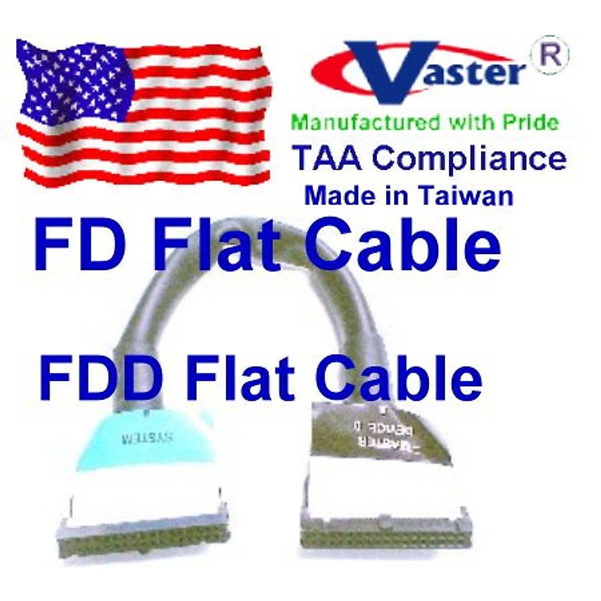 Vaster SuperEcable - 20445-3 Pcs/Pack - FD/Floppy Cable, 3.5″Disk Drive Round Cable, 12 Inches, 1 Device,