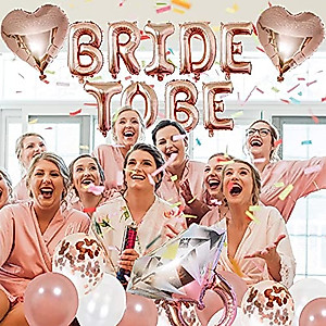 Bachelorette Party Decorations Kits-Rose Gold Bridal Shower Party Decor and Supplies-Bride to Be Balloons, Ring & Champagne Foil Balloons for Bridal Shower