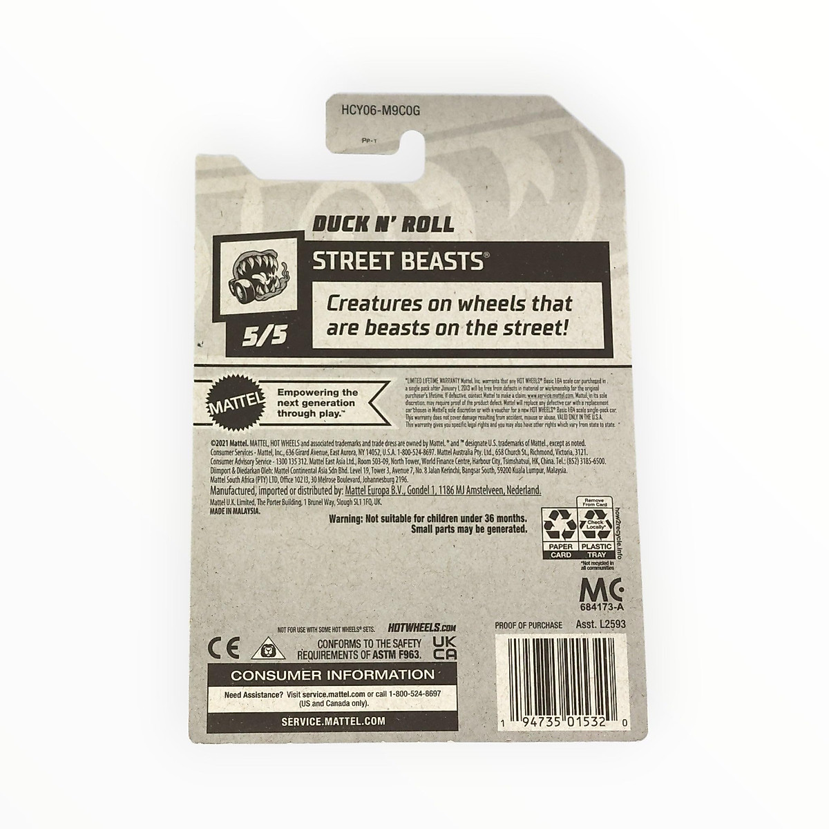 Hot Wheels 2022 - Treasure Hunt - Duck N' Roll - Street Beasts 5/5 [Gold] #139/250