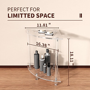 UTHIN Acrylic Corner Shower Stool, Clear Corner Shower Chair for Inside Shower, 2 Layers Shower Bench with Storage Shelf for Shaving Legs, Waterproof Non-Slip Shower Chair Seat for Bathroom