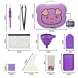 AYIYUN 70 Slots Diamond Painting Storage Containers, Diamond Art Accessories and Tools, Diamond Painting Accessories Kit (Purple Bear)