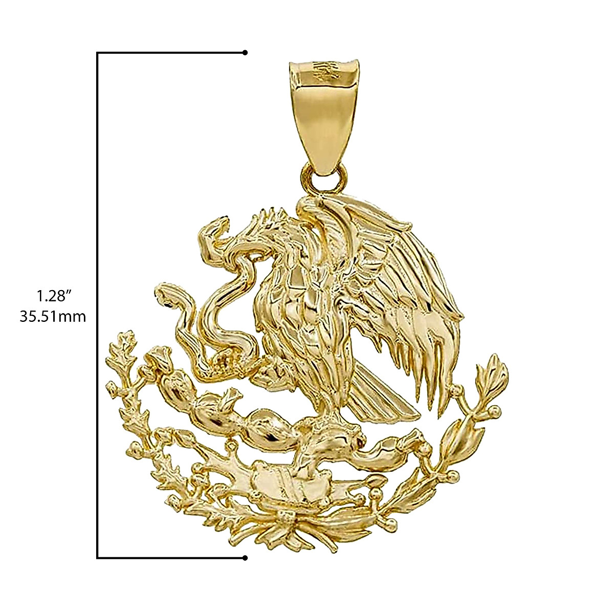 Sideways Crosses 14K Yellow Gold Mexico Coat of Arms Eagle Cactus Rattlesnake Escudo Nacional de México Pendant