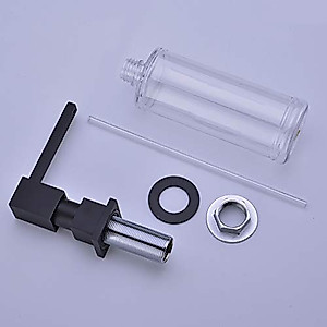 Fonveth Contemporary Design Kitchen Sink Countertop Soap Dispenser, Solid Brass Built in Hand Soap Dispenser Pump Matt Black