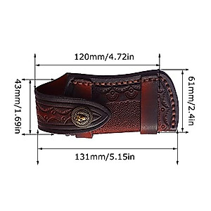 DONGKER Leather Snap Knife Holder, Folding Knife Holster Cowhide Knife Sheath for Most Knives Daggers