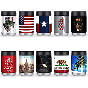 Extremus Temps Can Cooler, 12oz Stainless Steel Double Wall Vacuum Insulated Can Cooler – Iconic Laser Printed Designs - Stainless Steel Can Coozies Fits Standard Size Cans - Replaces Coozies for Cans