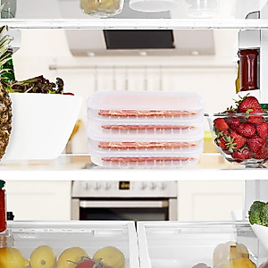 4 Packs Bacon Keeper for Refrigerator Deli Meat Container for Fridge with Lids Airtight Cold Cuts Storage Containers for Fridge Food Shallow Low Profile Bacon Holder with 2 Pcs Buffet Serving Tongs