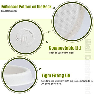 Green Earth, 2 oz Bagasse Compostable Cup Lids, Biodegradable Sugarcane Fiber Material, White, 50-Pack