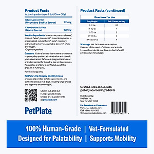PetPlate Hip Hopping Soft Chews for Dogs, Hip and Joint Supplements, Organic and Human-Grade Ingredients, Mobility Support, Pet Supplies (Pack of 1, 9.8 Ounce)