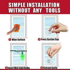 Miuezuth Mini Christmas Light Suction Cups [Set of 60] - Small Holiday Light String Hooks Holders, Clear Rope Light Caddy Window Glass Suction Cup Clips Hang Seasonal Xmas Decorations