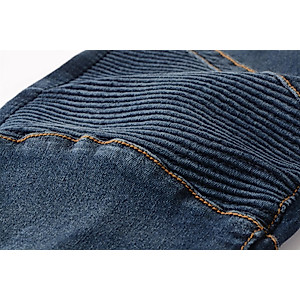 ZLZ Blue Biker Jeans for Men Slim Fit, Men's Comfy Stretch Ripped Distressed Biker Jeans Pants Rock, Designer Jeans, Size 34