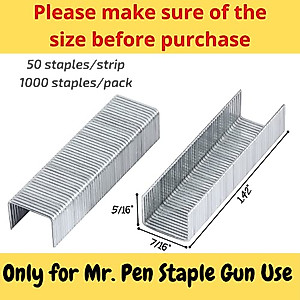 Mr. Pen- Staples for Staple Gun, Light Duty, 5/16 Inch, 8 mm, 1000/Box, 1 Box, Staples for Stapler Gun, Staple Gun Staples, Staples for a Staple Gun, Fine Wire Staples, Only for Mr. Pen Staple Gun Use