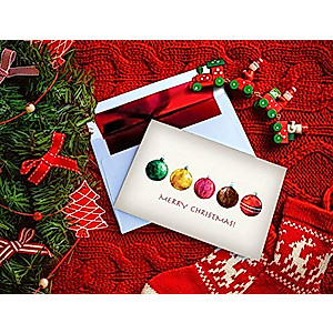 Xmas Cards Boxed/Antique Christmas Card Box Set 18 Pack Unique Merry Christmas Holiday Greeting w. Fancy, Festive Red Foil Envelopes 18 Count