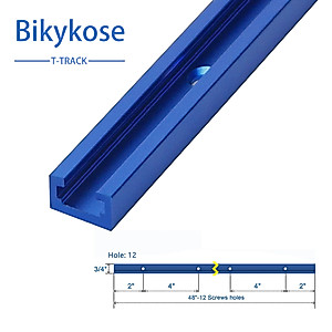 4 Pack 48" T-Track for Woodworking with Screws, Aluminum Alloy Woodworking Tools Double Cut Profile Universal T-Tracks with Predrilled Mounting Holes, Anodized Blue