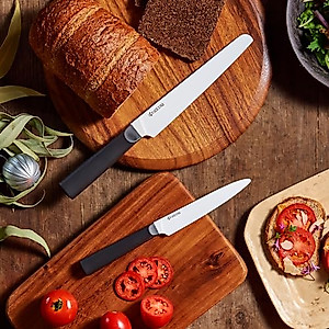 Kyocera INNOVATIONwhite 5" Ceramic Tomato Knife - White Z212 Micro Serrated Blade with Non-Slip Black Handle