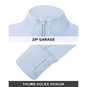 Fleece Zip Up Women Lightweight Soft Fleece Athletic Running Track Jackets Slim Fit Workout Jacket with Thumb Holes(Light Blue,Small)