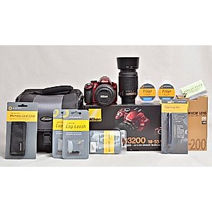 NIKON RED D3200 & 18-55mm VR+ Nikon 55-200mm VR kit + MORE!