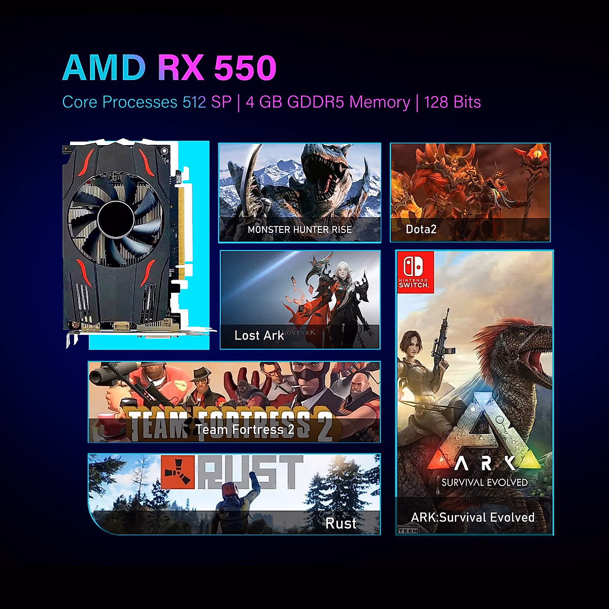 Lenovo RGB Gaming Desktop PC, Intel Quad I5 up to 3.6GHz, 16GB RAM, Radeon RX 550 4G GDDR5, 128G SSD + 2TB, DVD, WiFi & Bluetooth, RGB Keyboard & Mouse, Win 10 Pro (Renewed)