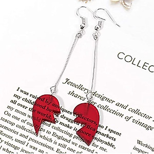 tenghong2021 Heart Drop Dangle Earring Valentine's Day Ear Clip Cosplay Jewelry Red Accessories for Fans Halloween Adventure Red Costume Accessory Bizarre Earrings -Earrings