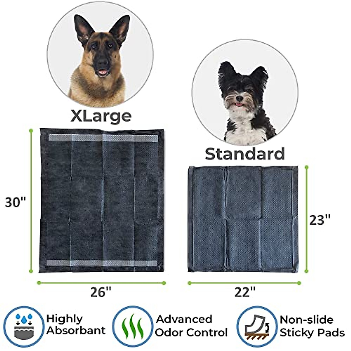 Alpha Paw - Odor Eliminating Pee Pads for Dogs, Extra Thick Disposable Leak-Proof Dog Pads, Quick-Dry, Non-Slip Backing, With Pheromones To Attract Your Dog