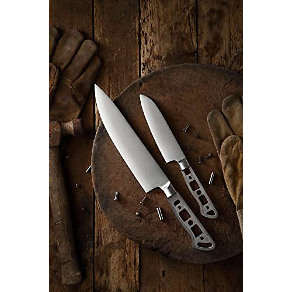 KATSURA Woodworking Project Kit – Chef Knife Blank – 8 Inch – Japanese Premium AUS 10, 3-Layer Forged Steel – Perfect for Woodworkers, Crafters – Classic Style Handle – NO LOGO