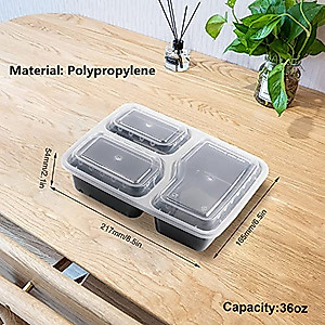 Pinshion 20 Pack Meal Prep Containers 3 Compartment Bento Box 1050ML/ 36 OZ Microwavable Food Containers with lids, Food Storage Containers, Durable Plastic Reusable Food Storage Containers