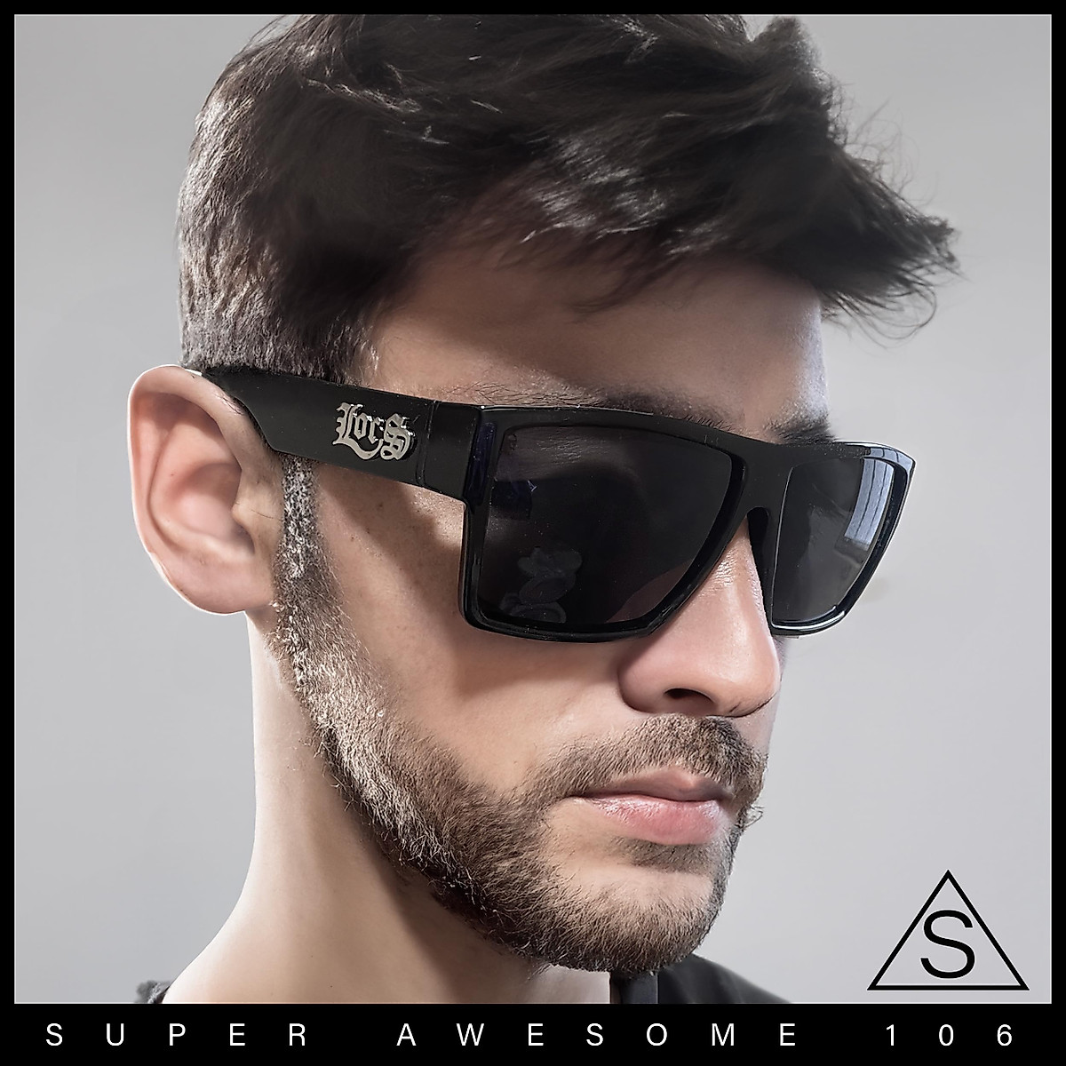 Locs Squared Rectangular Cholo Gangster All Black Sunglasses (Black)