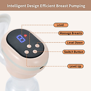 Double Breast Pump Auto Massage Low Noise Breast Pump LCD Touch Screen Breast Pump, Hands Free Mommy, 3 Modes & 9 Levels, 22mm (Pink)