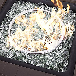 Nuu Garden 30-Inch Propane Fire Pit Table, 40,000 BTU Steel Fire Table for Outside with Lid and Fire Glass Beads and Cover for Parties, Patio, Backyard, Brown