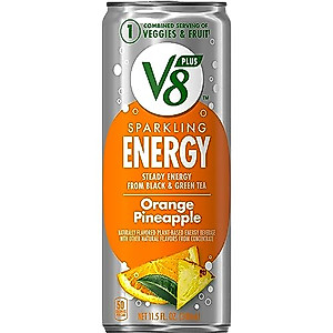 V8 +SPARKLING ENERGY Orange Pineapple Energy Drink, Made with Real Vegetable and Fruit Juices, 11.5 FL OZ Can (Pack of 12)