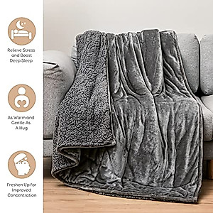 Weighted Blanket 22lbs Queen Size, Cottonblue 60x80 Inches Grey Sherpa Blanket Throw Sofa Bedding Heavy Blanket for Adults, Soft Cozy Fleece Thick Blanket, Plush Fleece Minky Weighted Blankets