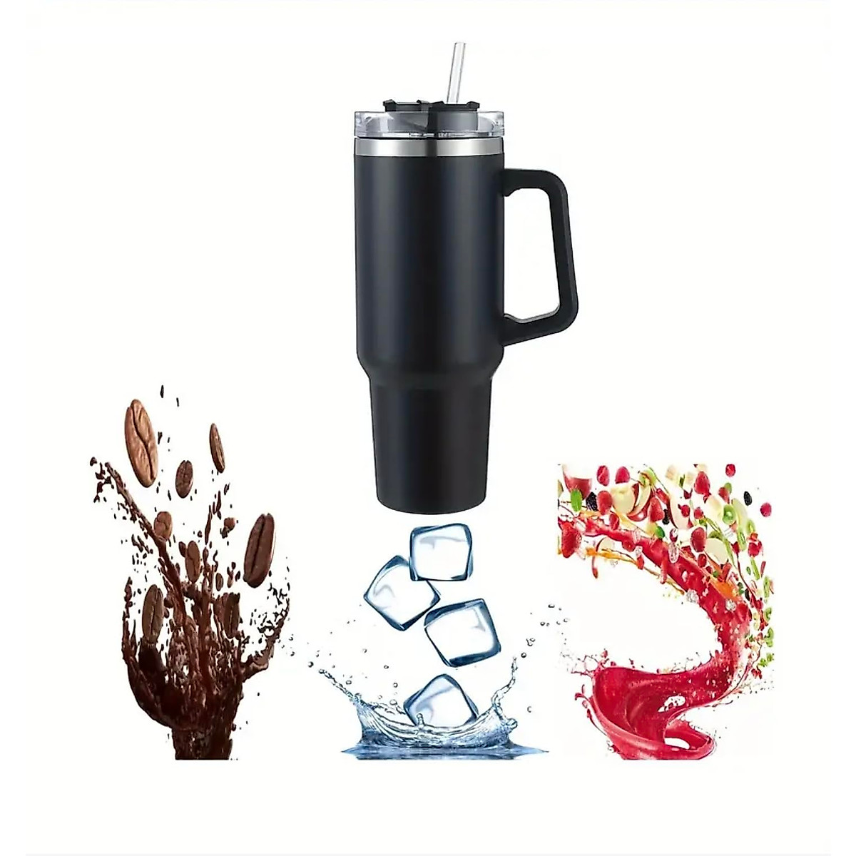 40 oz Insulated Stainless Steel Water Bottle with Lid,Handle and straw, Insulated Mug for Hot and Cold as Travel Gifts,Coffee/tea/Beverages Tumbler and Thermos