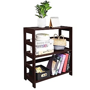 Small Bookshelf for Small Spaces, 3 Tier Book Shelf Organizer, Wooden Narrow Bookcase, Short Bookshelf for Bedroom, Living Room, Home, Office (25" W x 11" D x 29" H, Dark Brown)