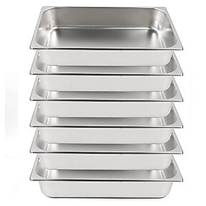 DYRABREST 6 PCS Full Size 2" Deep Stainless Steel Buffet Catering Pans for Hotels, Restaurant,Steam Table Pans/Hotel Buffet Pans kitchen,19.2''×13.3''×1.3''