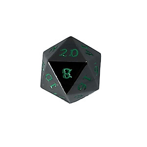 Druid Forge 35mm d20 Dragon Egg dice - Dragons Breath Black - Black with Green Numbers