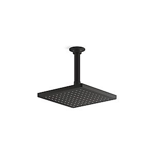 KOHLER 26148-G-BL Honesty 8 Inch Single-Function Rainfall Showerhead, Wall- or Ceiling-Mount Square Shower Head, 1.75 GPM, Matte Black