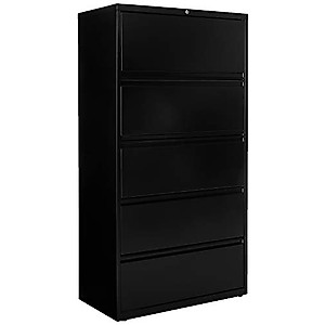 Lorell 5-Drawer Lateral File, 36 by 18-5/8 by 67-11/16-Inch, Black