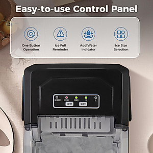 COSTWAY Countertop Ice Maker with Self-Cleaning, 9 Ice Cubes Ready in 6-13 Mins, 26.5Lbs/24H, 2 Sizes of Bullet Ice, Portable Ice Machine with Handle, Ice Scoop and Basket for Home Office (Black)