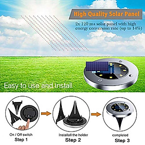 niplnr Solar Ground Lights, 8 LED Solar Disk Lights Outdoor Waterproof for Garden Yard Patio Pathway Lawn Driveway Walkway- Warm White (10 Pack)