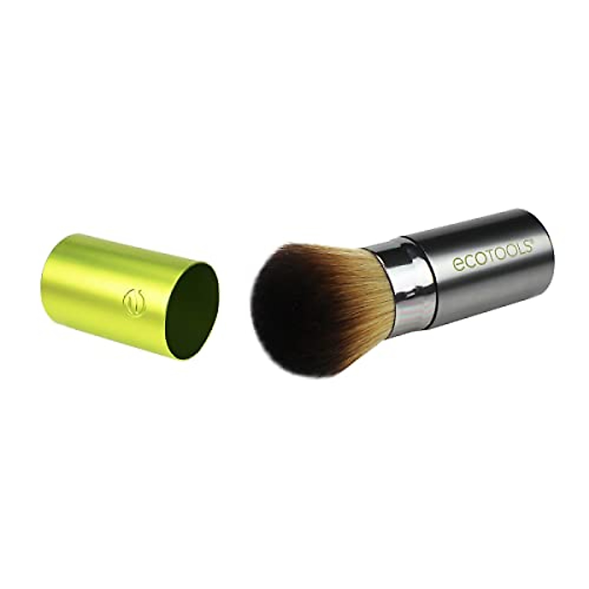 EcoTools Travel Kabuki Makeup Brush for Foundation, Blush, Bronzer, & Powder, Retractable, Green, Aluminum, Sustainable, Travel Friendly & Perfect for On The Go, 1 Count
