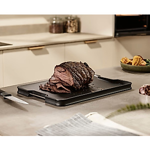 Joseph Joseph Cut&Carve Plus - Non-Slip, Multi-Function, Double-Sided Cutting Board for Food Preparation and Carving- Dishwasher Safe, Large – Black