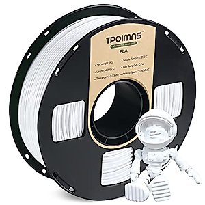 TPOIMNS PLA Filament 1.75mm, White PLA 3D Printer Filament, 1kg Spool (2.2lbs), Dimensional Accuracy +/- 0.03mm, Used by Most FDM 3D Printer