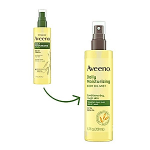 Aveeno Daily Moisturizing Dry Body Oil Mist with Oat and Jojoba Oil for Dry, Rough Sensitive Skin, Nourishing & Hypoallergenic Body Spray, Paraben-, Silicone- & Phthalate-Free, 6.7 fl. Oz