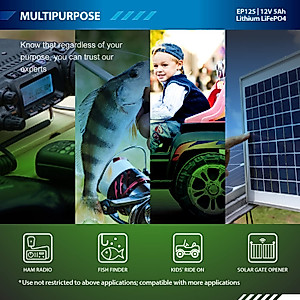 ExpertPower 12V 5Ah Lithium LiFePO4 Deep Cycle Rechargeable Battery | 2500-7000 Life Cycles & 10-Year Lifetime | Built-in BMS