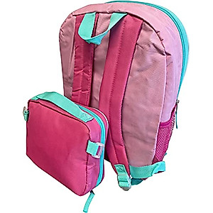 Fast Forward Stitch and Angel 15 Inch Kids Backpack With Removable Lunch Box (Pink-Aqua)