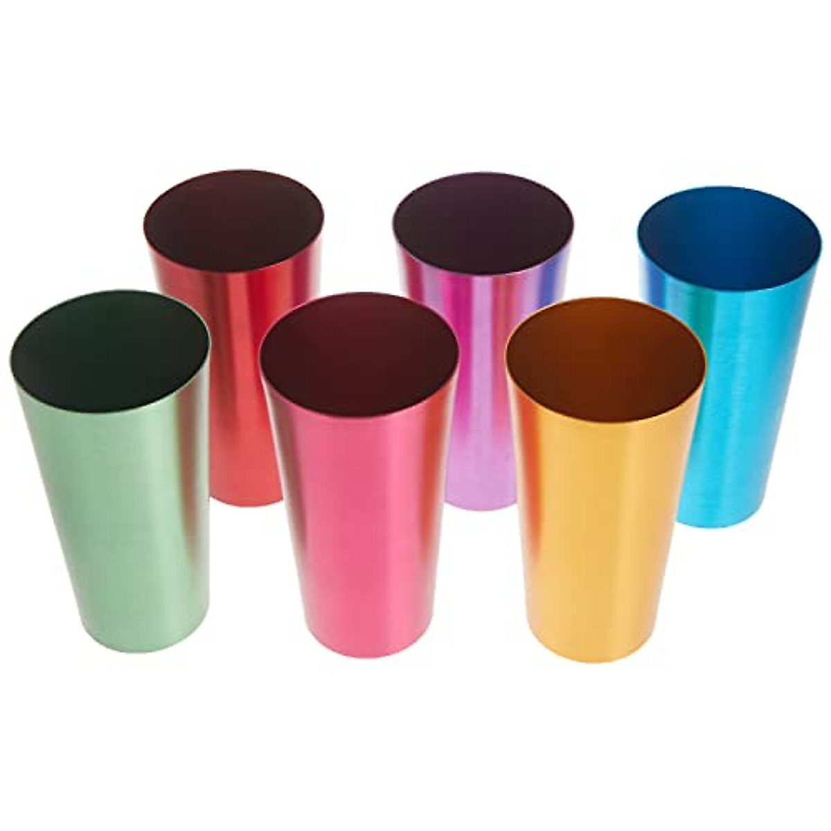 Retro Aluminum Tumblers - 6 cups -20oz - By Trademark Innovations (Assorted Colors)