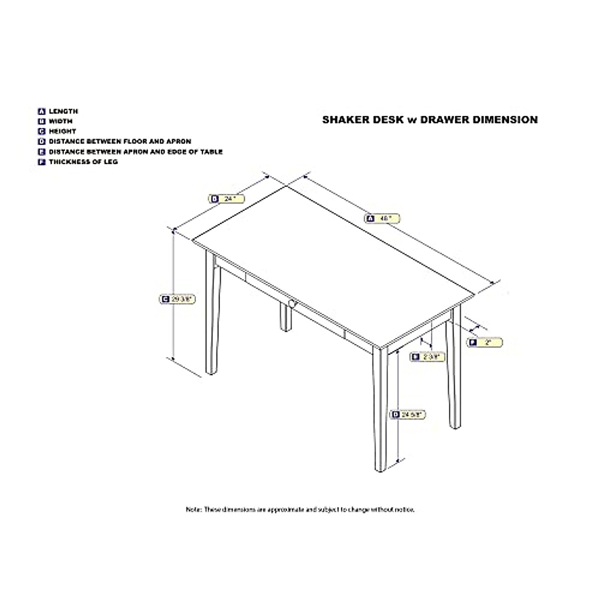 AFI Shaker Desk with Drawer, Brown