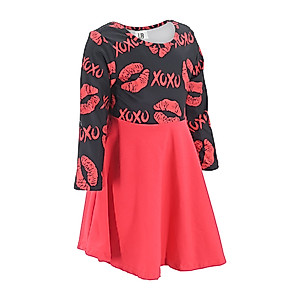 Unique Baby Girls Valentines Day Kisses Lips Tutu Dress (4Y, Red)