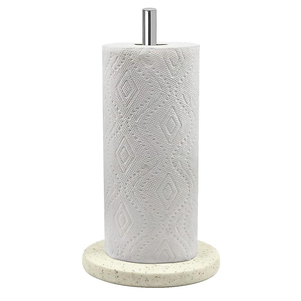 Black Paper Towel Holder Countertop, Kitchen Cling Film Holder Paper Towel Roll Holder Standing Roll Paper Storage Rack, Free Stand Weighted Paper Towels Holder Easy Tear to Use in Bathrooms