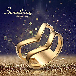 OIDEA Stainless Steel Chevron V rings Bands for Women Wedding Rings,Size 7